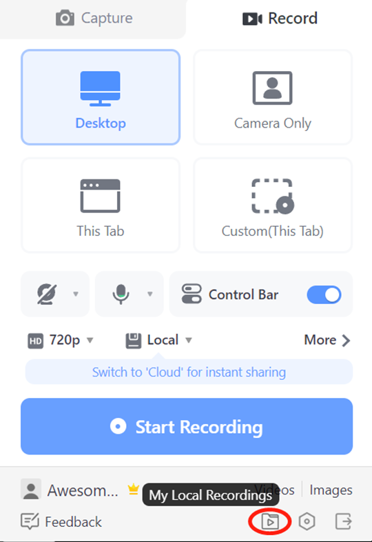 Where are my recordings/videos stored when using the AwesomeScreenshot ...