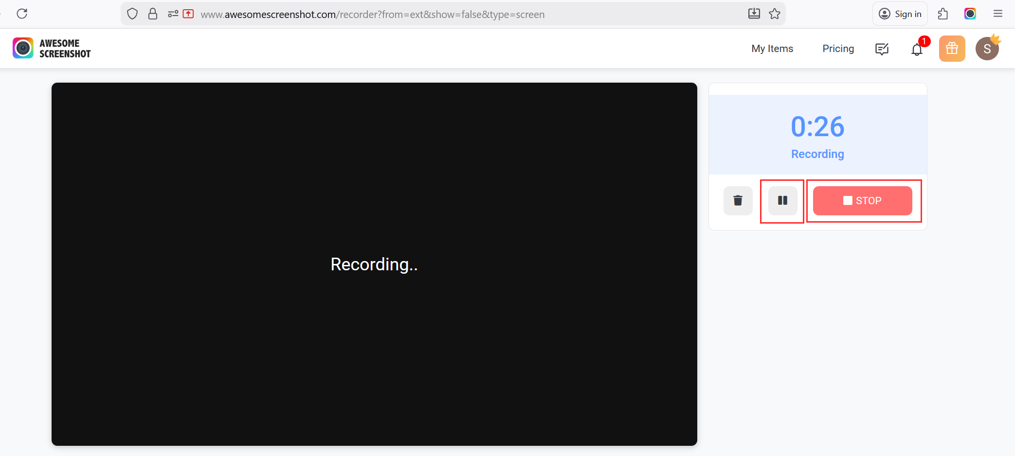 How to stop, pause, or discard recording a video using Awesome ...